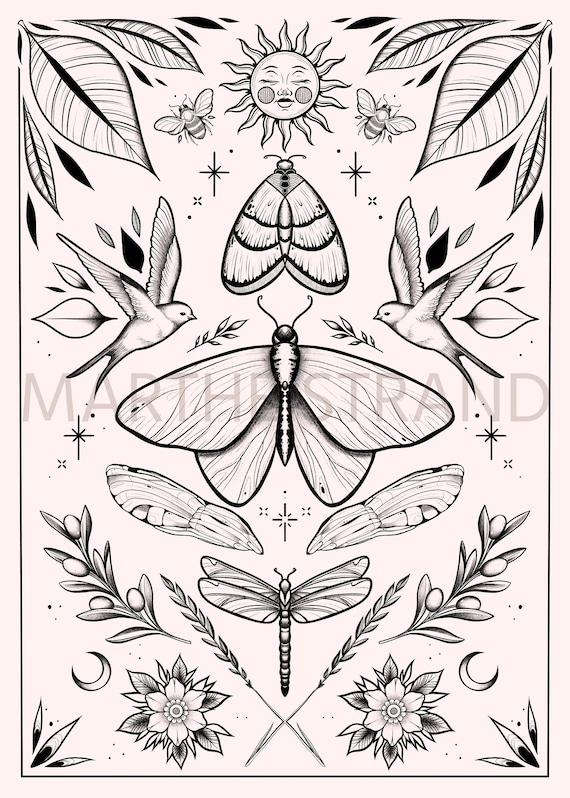 Blackwork Print Butterflies Printable Wall Art Digital - Etsy