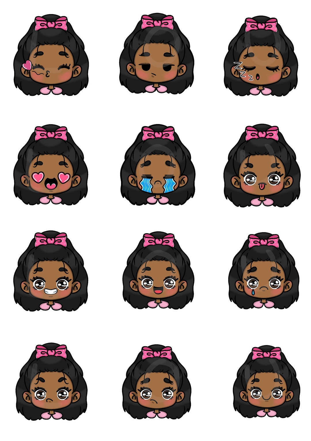 Cute Darkskin Girl Clipart chibi Dark Skin Girl Clipart - Etsy
