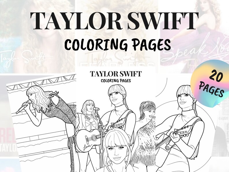 Taylor Swift Coloring Pages: Downloadable Printable Perfect - Etsy