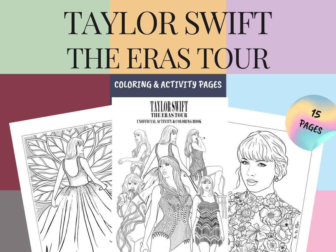 Taylor Swift Eras Tour Coloring Pages: Downloadable Printable Perfect ...