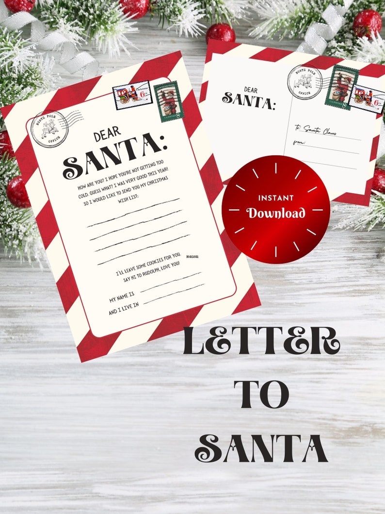 Letter to Santa | Santa Letter | Kids Letter to Santa | Printable ...