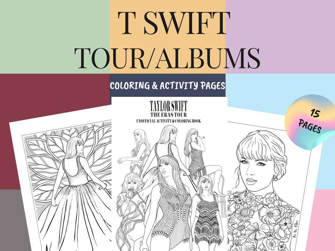 T Swift Eras Tour Coloring Book: Printable Pages for Swifties (PDF ...