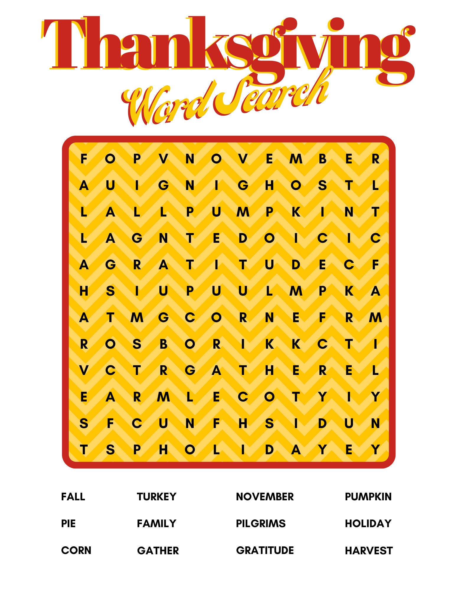 Thanksgiving Games Bundle, Instant Download, 6 Printable Games, Turkey ...