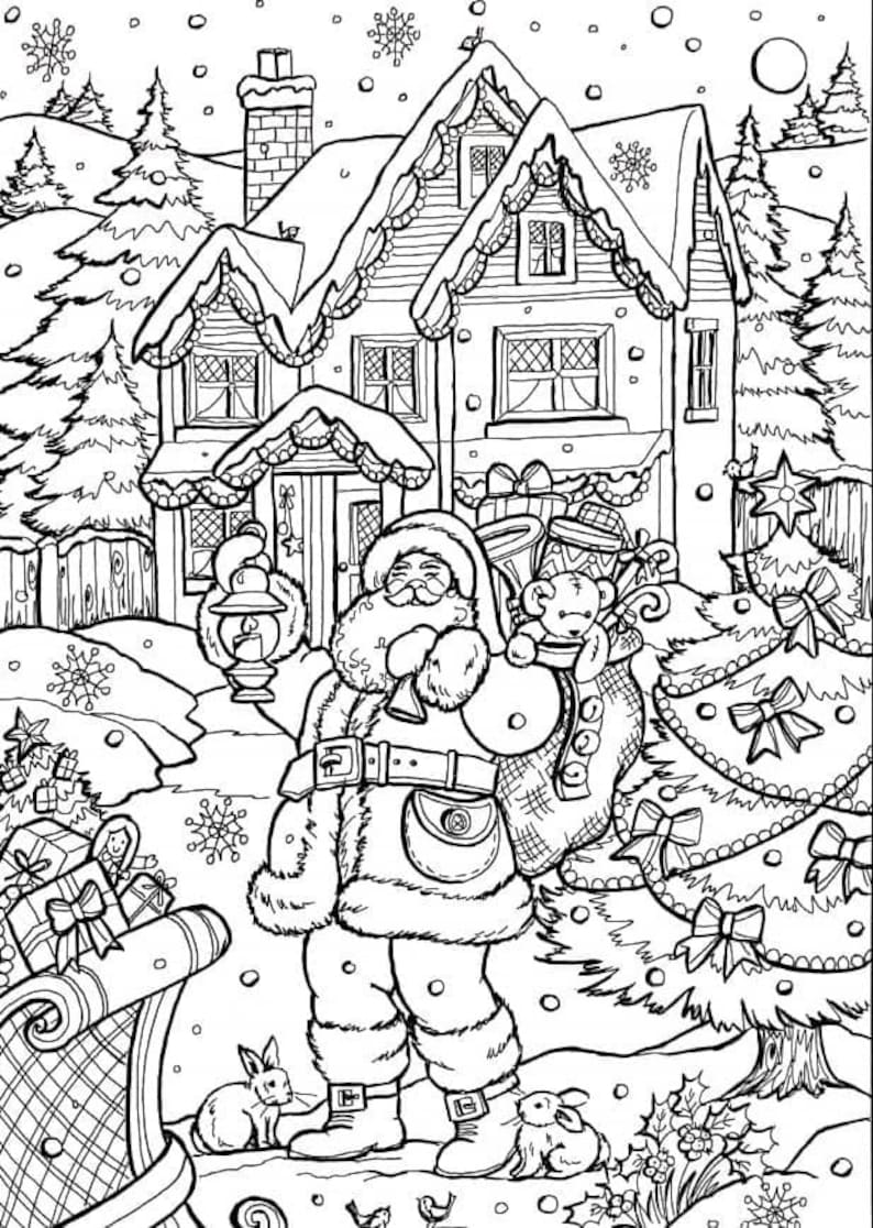 Coloring Pages: Christmas Coloring Book | Adult Coloring Book | 25 ...