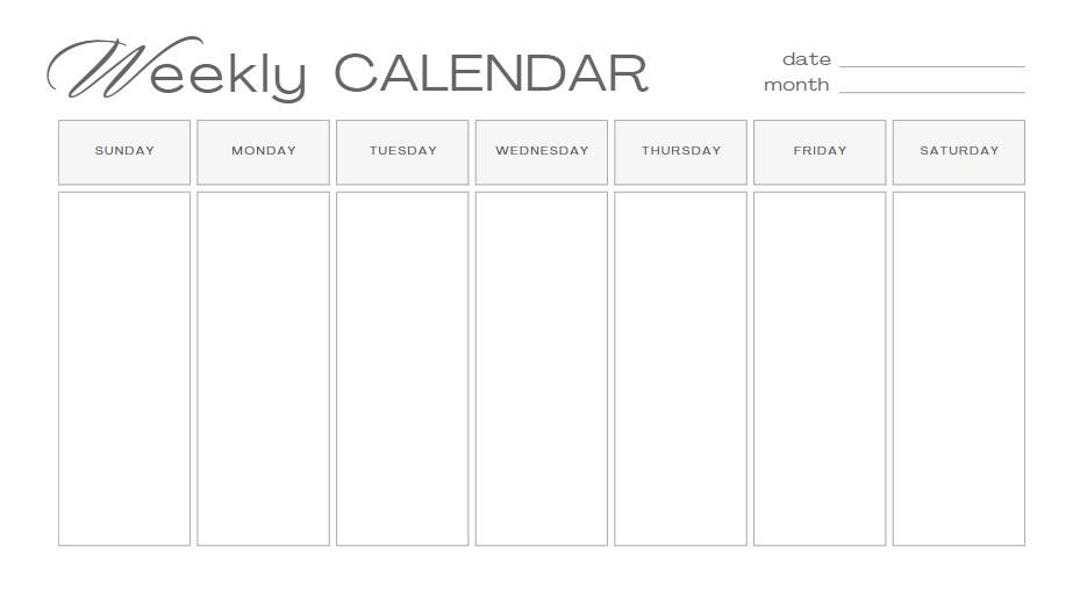White Grey Minimalist Simple Weekly Calendar, Weekly Planner Printable ...
