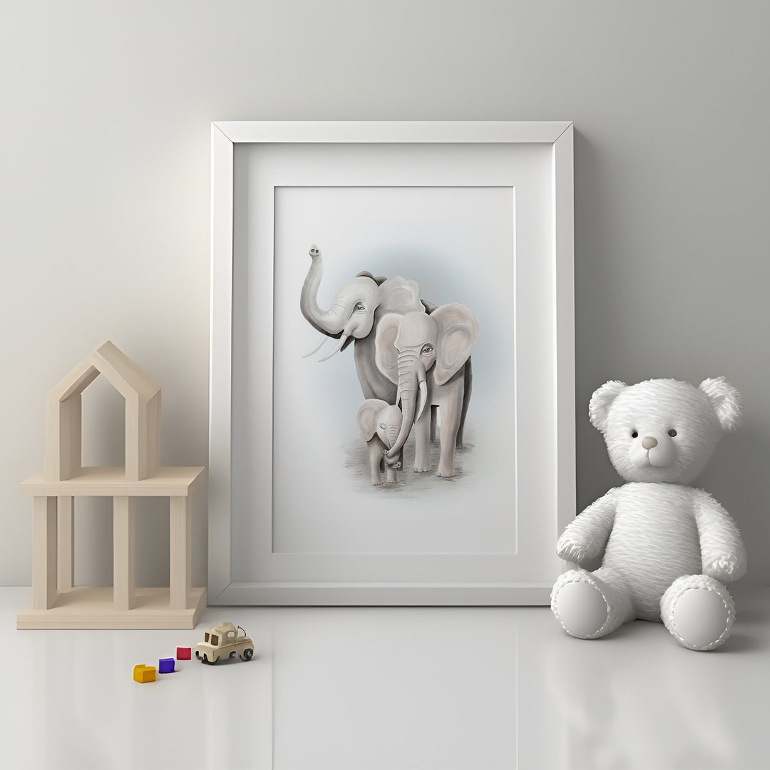 Nursery Elephant Family Digital Download Elephant Themed Wall Art ...
