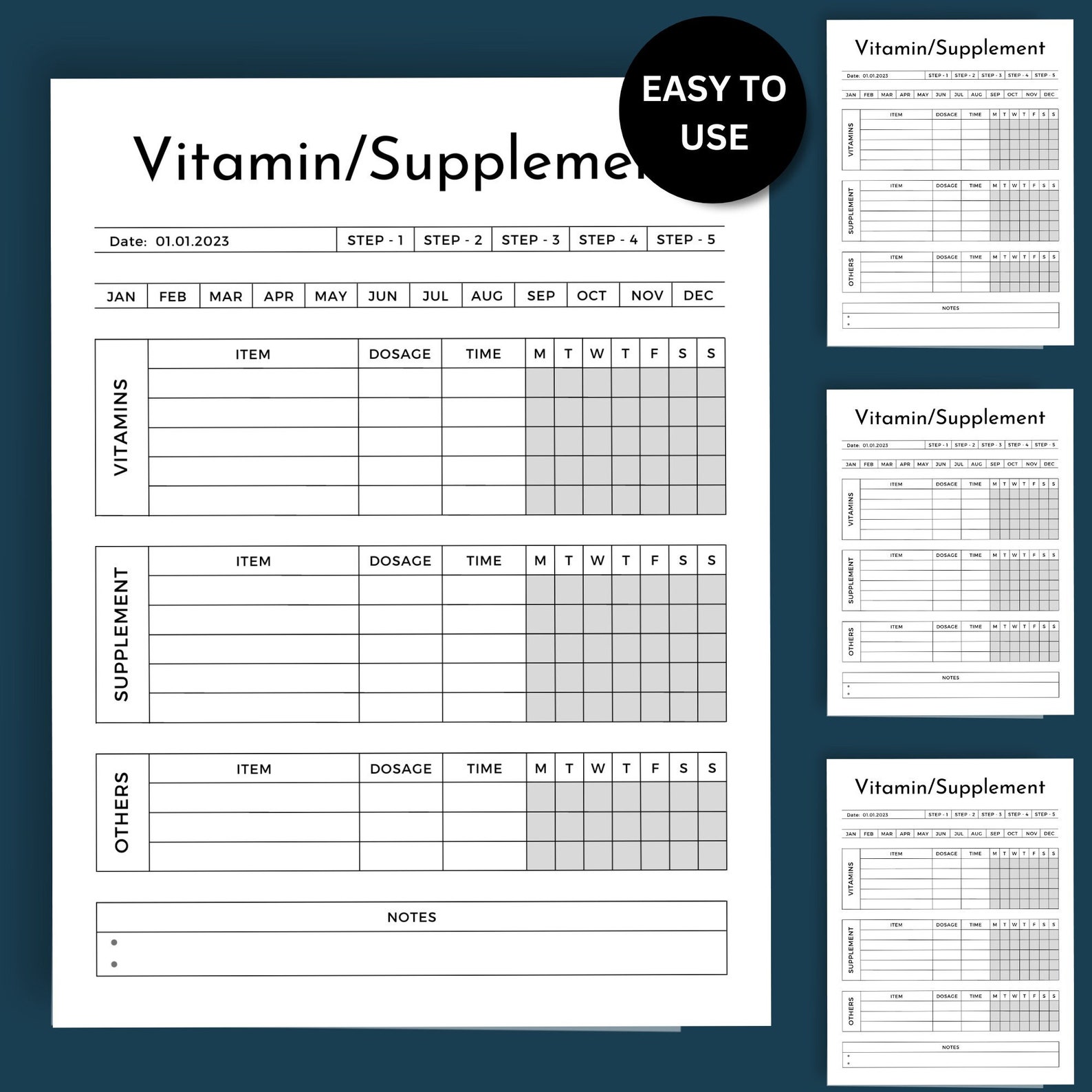 Vitamin and Supplement Planner| Vitamin Tracker Sheet| Supplement ...