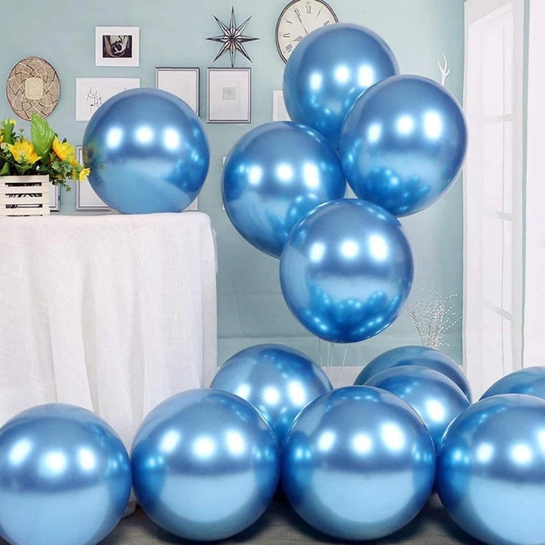 Light Blue Metallic Balloons 12 Inch 10/25/50/100 Packs Latex Birthday ...