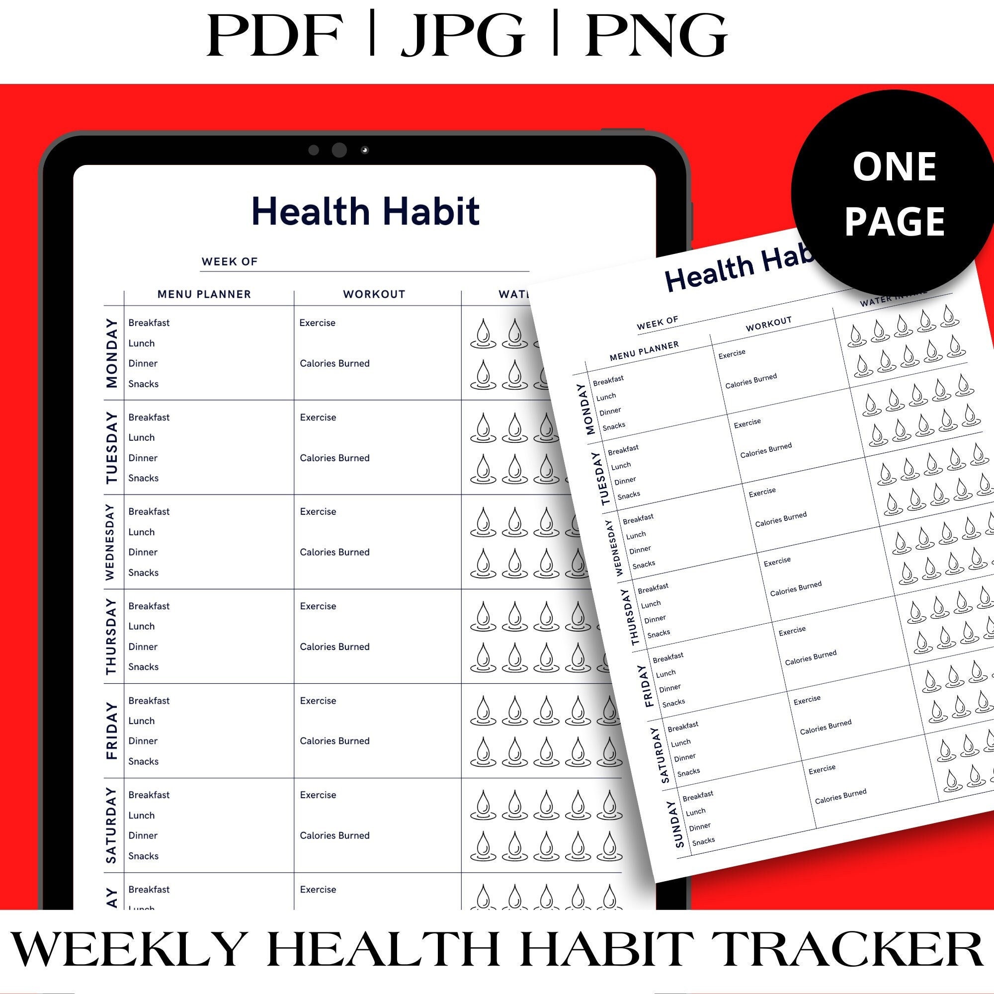 Weekly Health Habit Tracker Planner Habit Tracker Printable - Etsy
