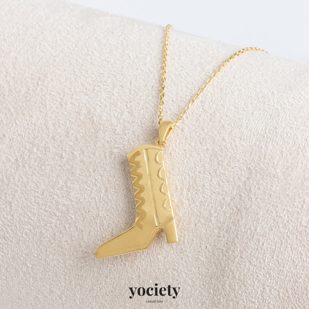 Elegant 14k Gold Cowboy Boot Pendant Necklace - Everyday Western Charm ...
