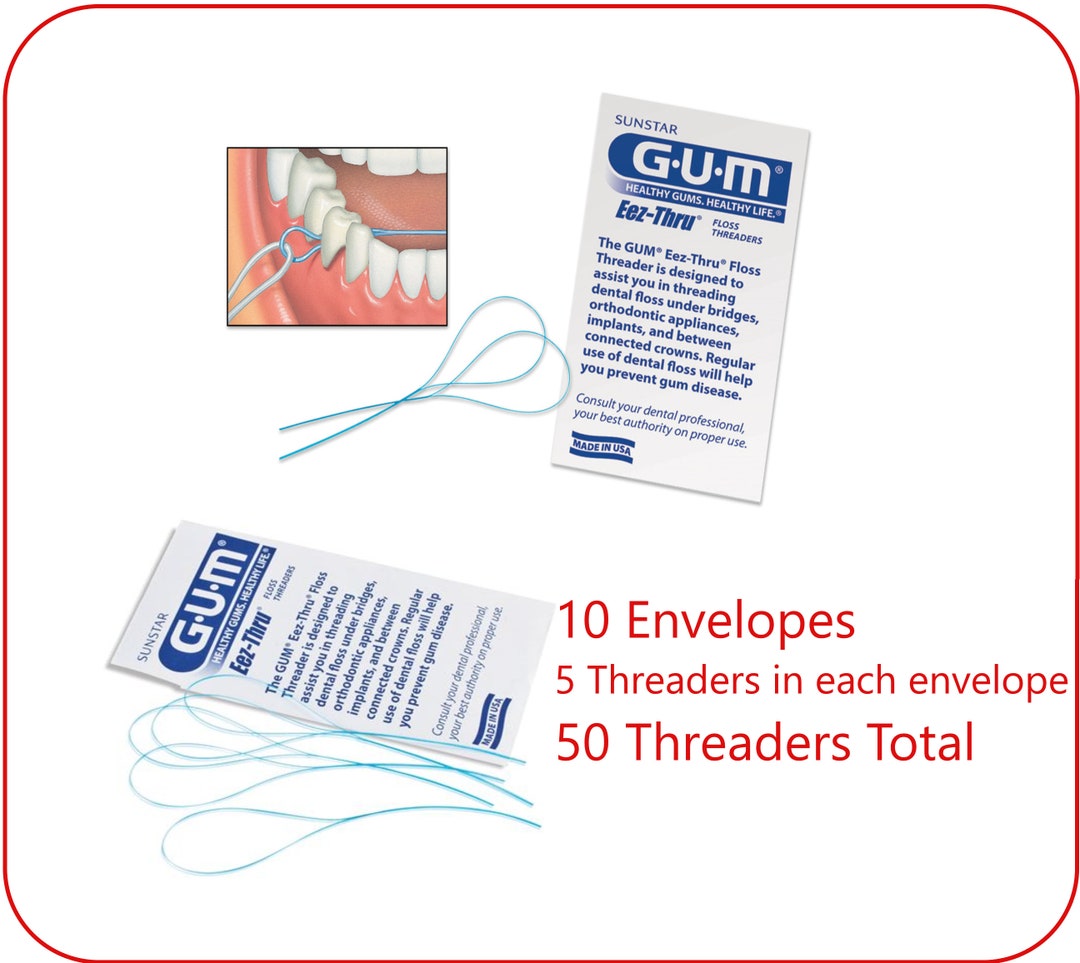 Sunstar GUM 840 Eez-thru Floss Threaders - 10 Packs of 5 Each - (50 ...
