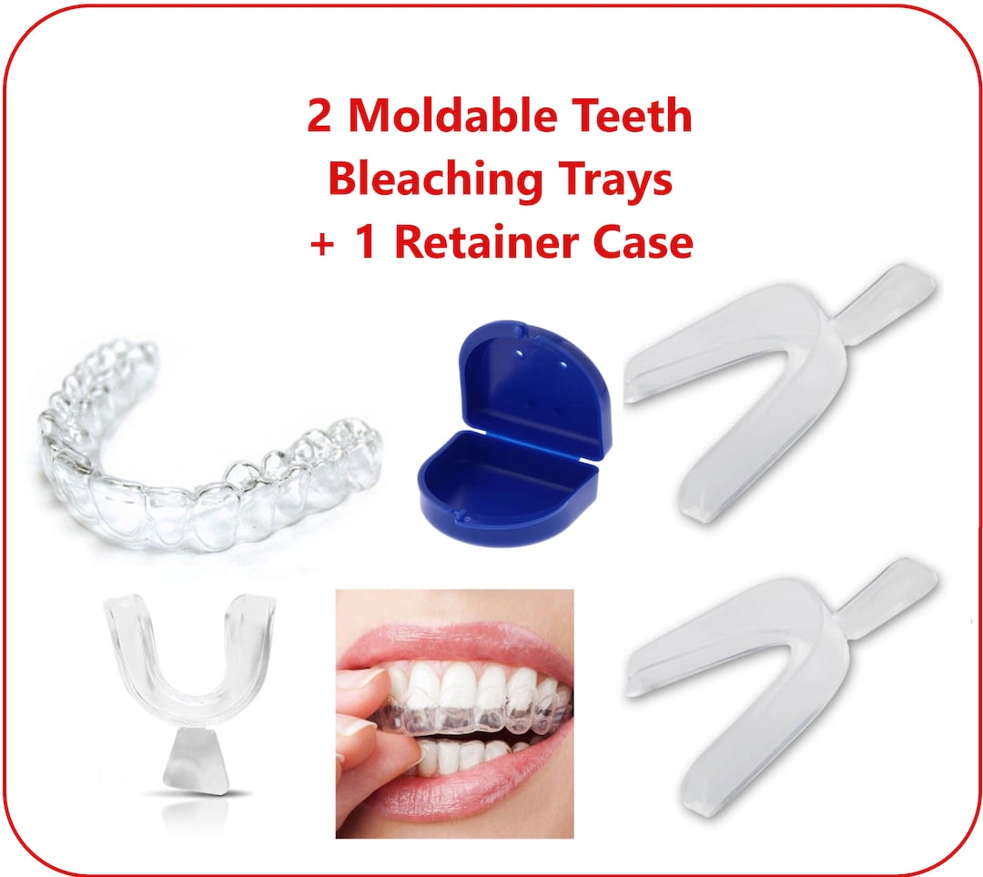 Moldable Teeth Whitening Clear Trays With Retainer Case - 2 Trays + 1 ...