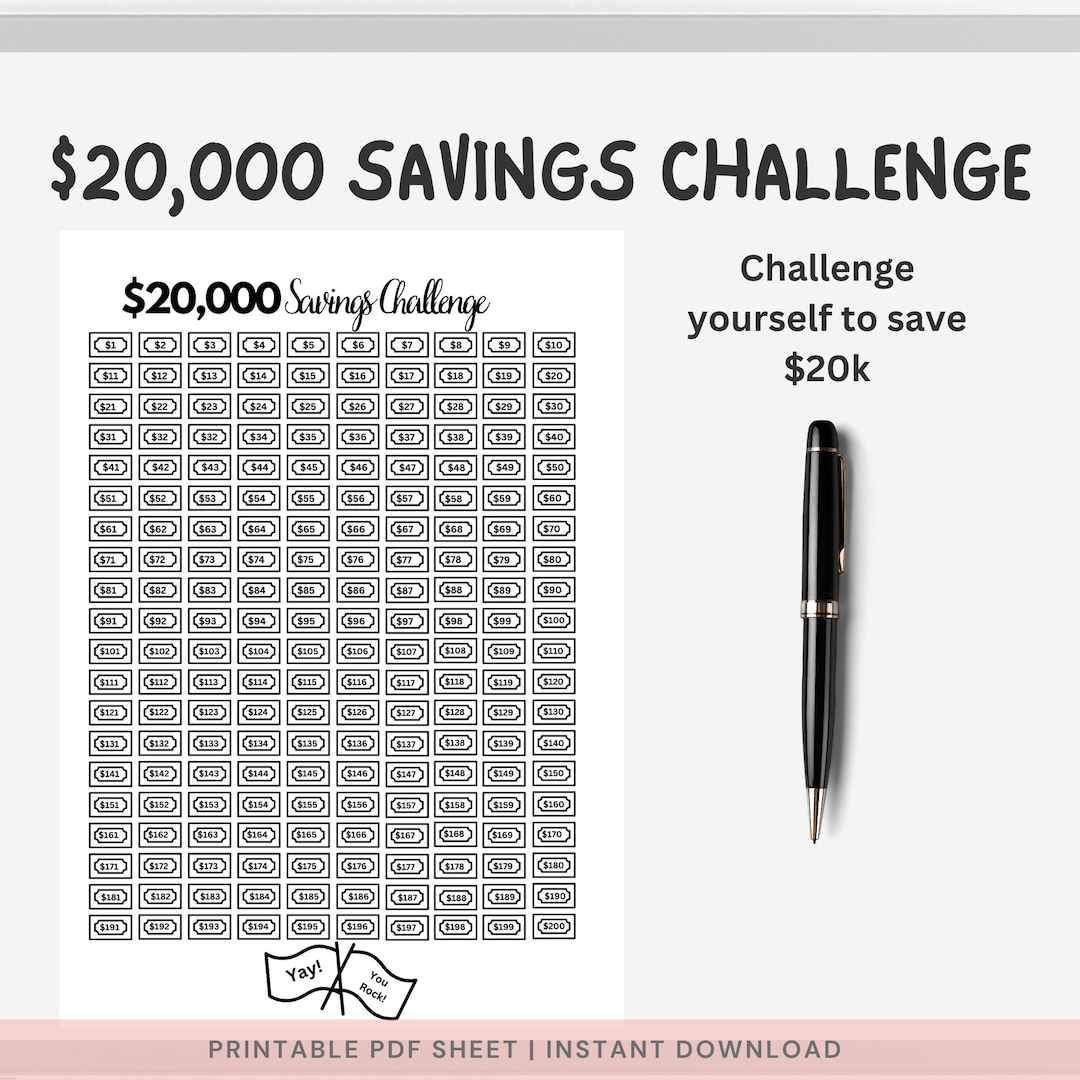 20000 Savings Challenge, 52 Week Savings Challenge, Money Saving ...