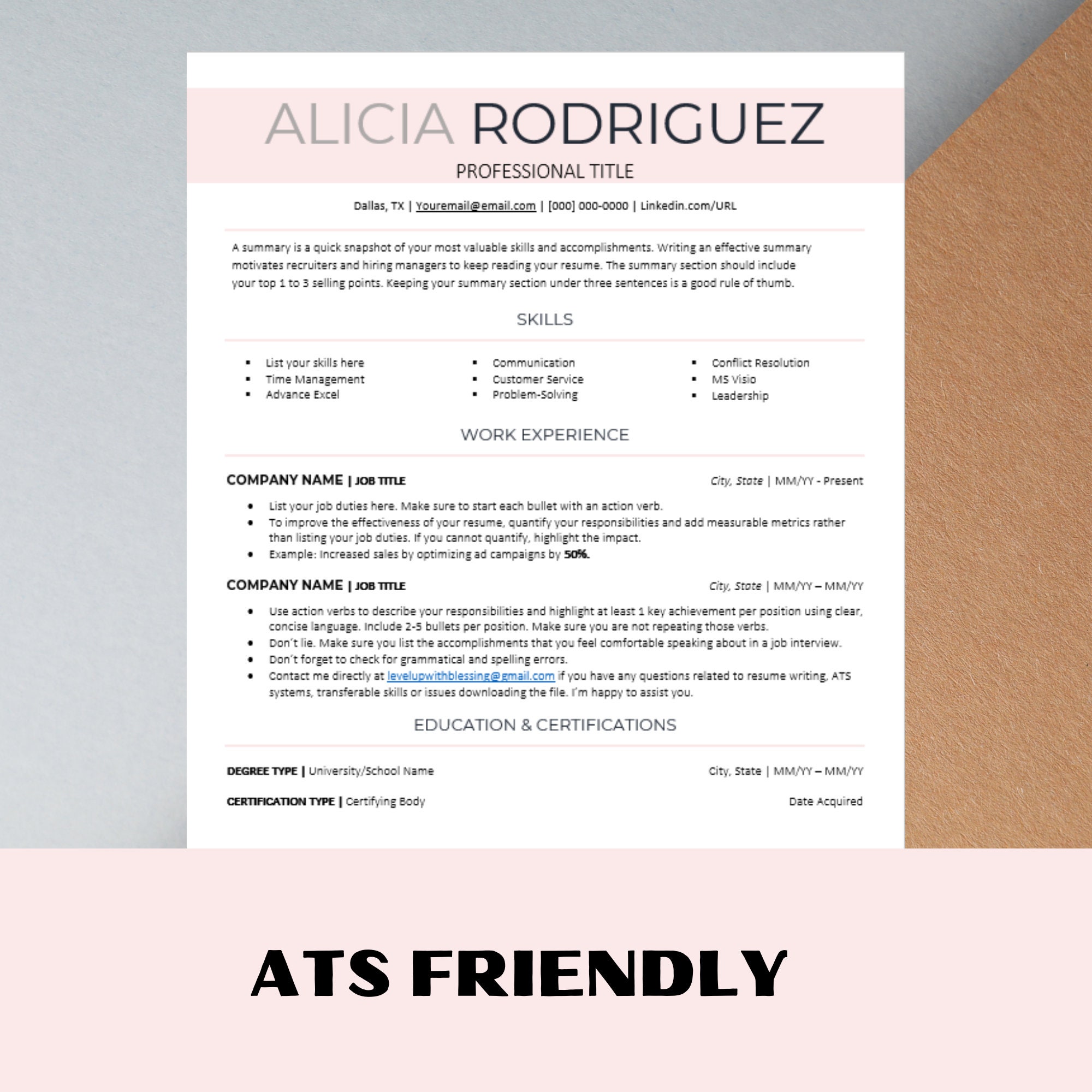 ATS Resume Template ATS Friendly Resume ATS Resume Resume Template Ats ...