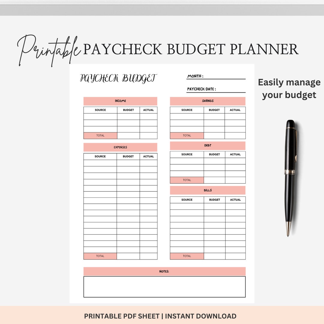 Paycheck Budget Planner | Printable Paycheck Budget Planner | Budget ...
