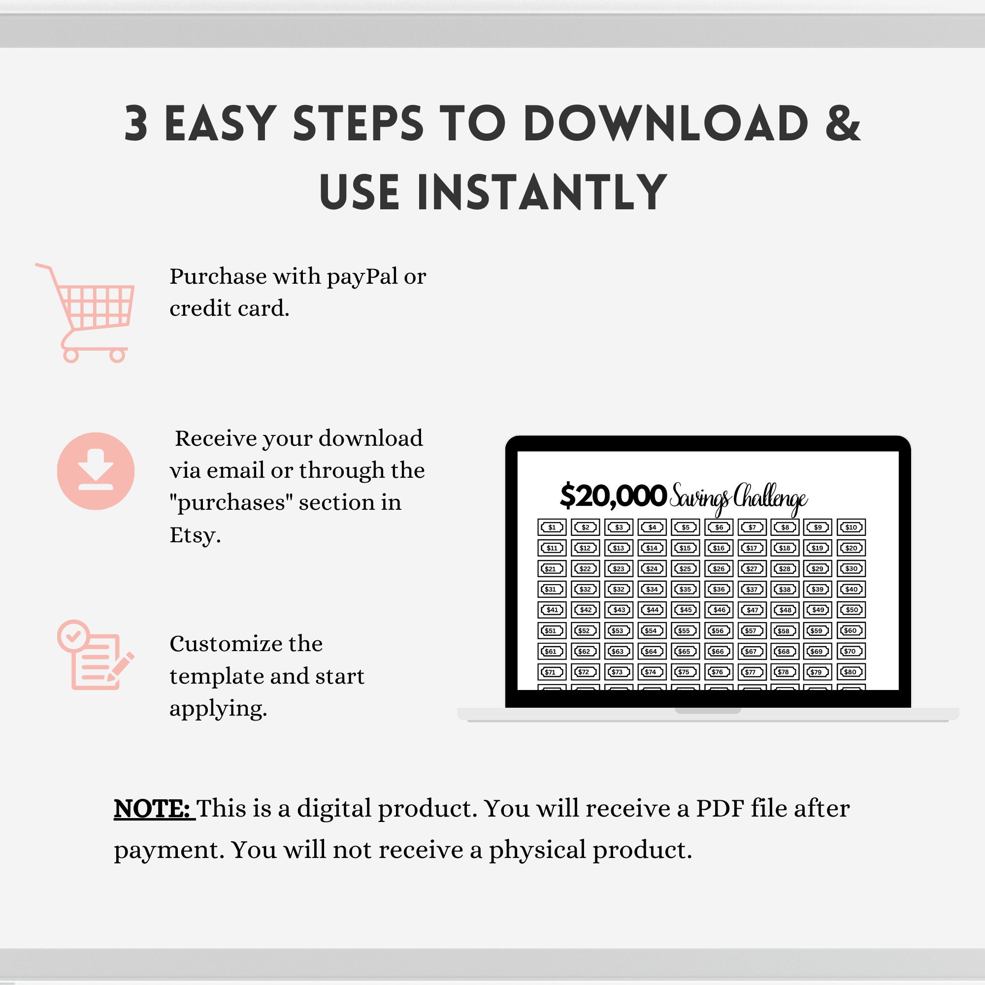 20000 Savings Challenge, 52 Week Savings Challenge, Money Saving ...