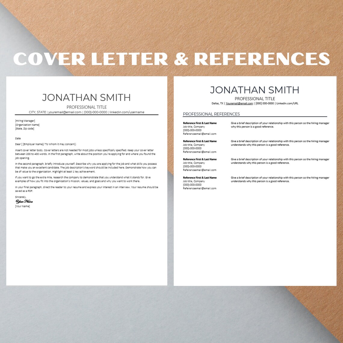 ATS Resume Template | CV Template | Cover Letter and References ...