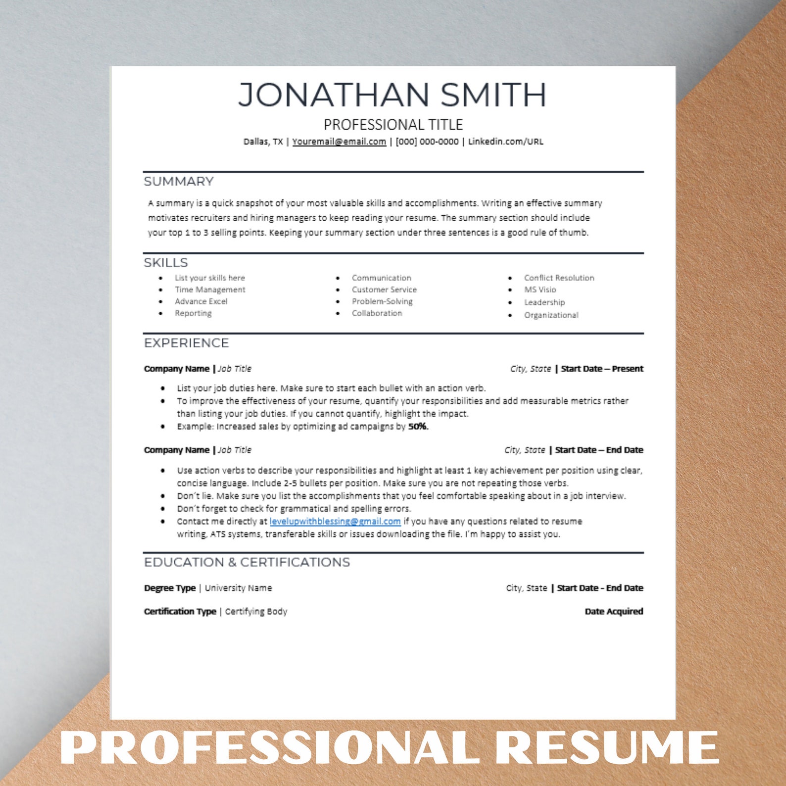 ATS Resume Template | CV Template | Cover Letter and References ...