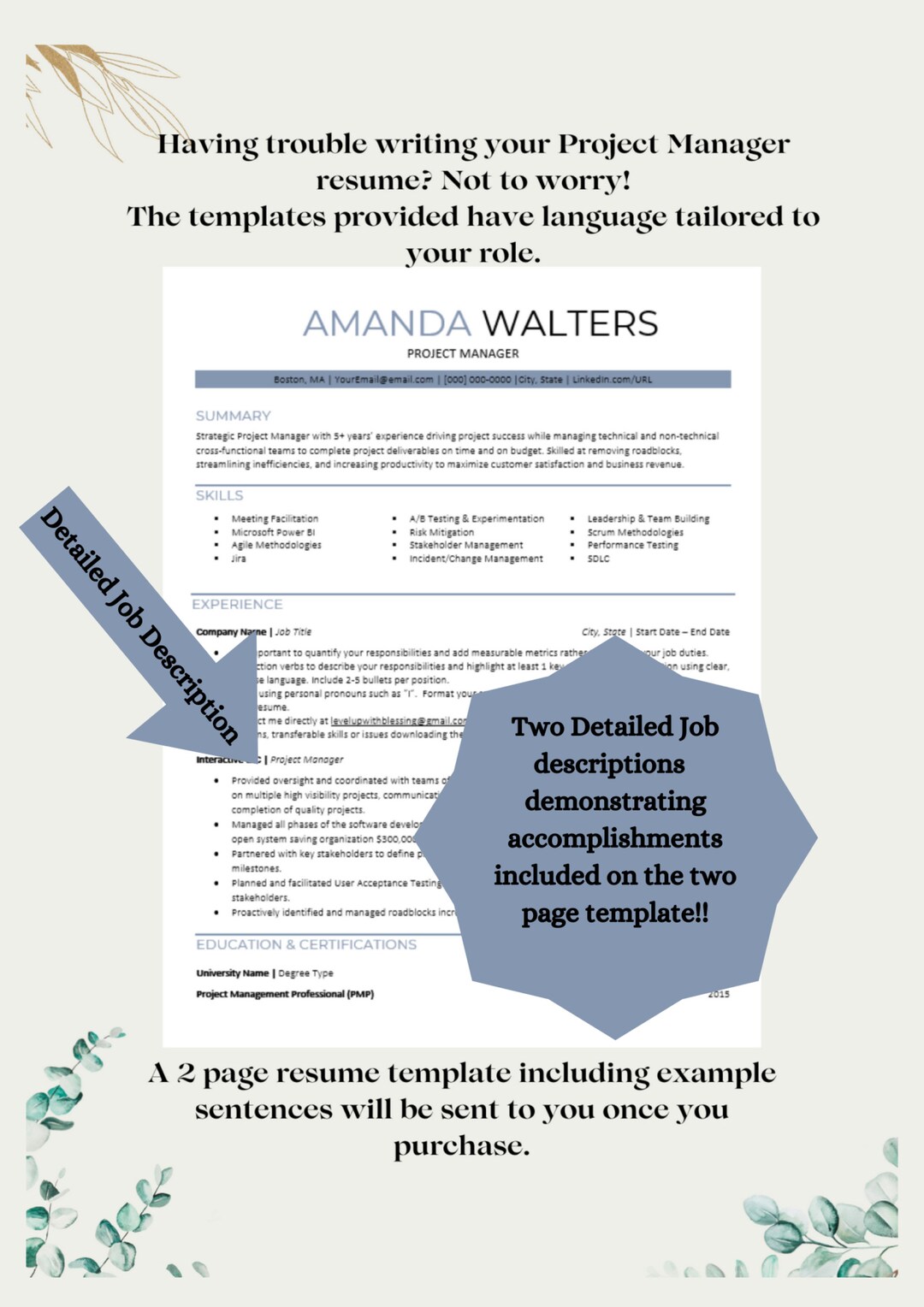 Project Manager Resume, Project Manager Resume Template, Project ...