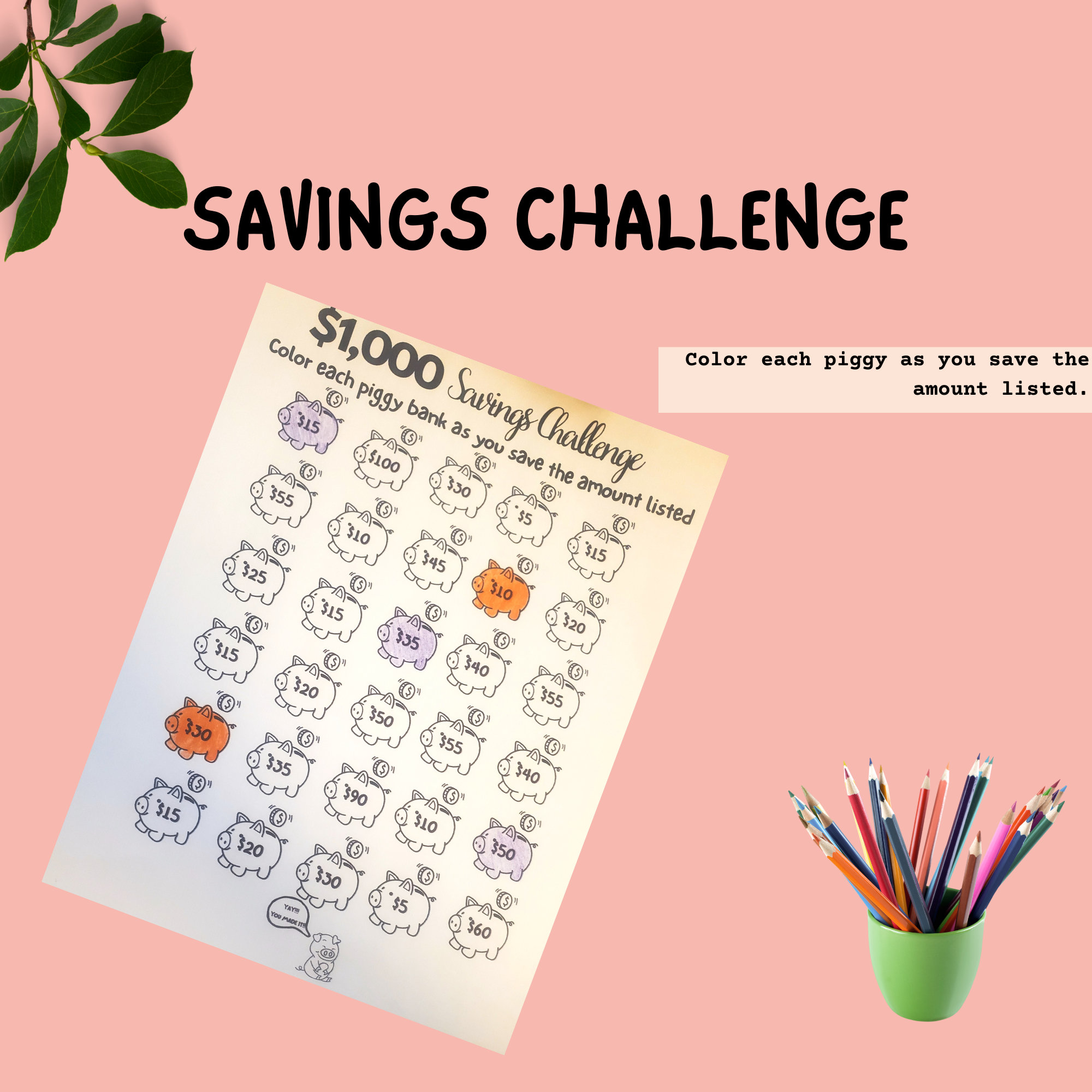 Savings Challenge Printable, Biweekly Savings Challenge, Money ...