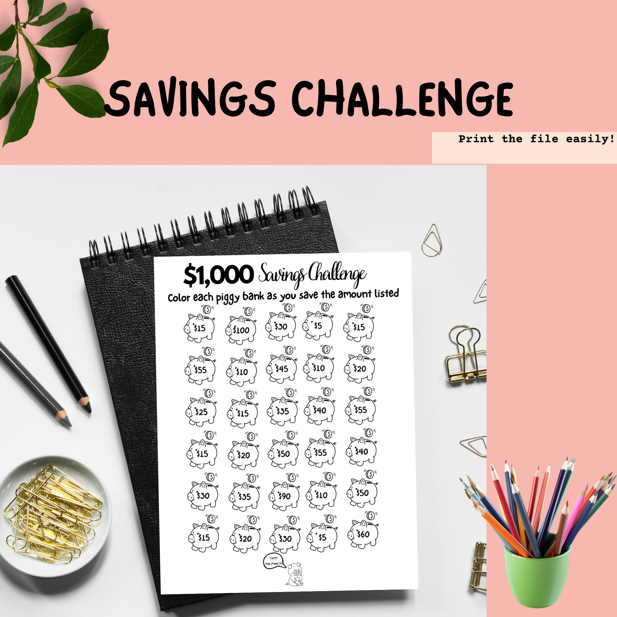 Savings Challenge Printable, Biweekly Savings Challenge, Money ...