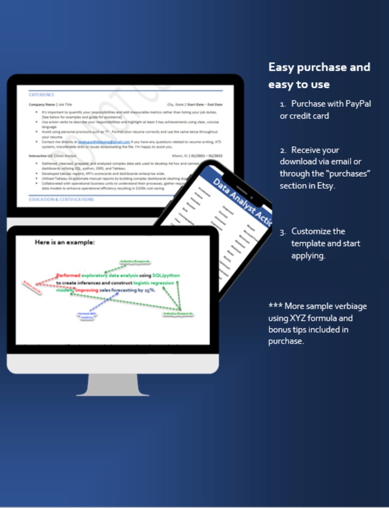 Entry Level Data Analyst Resume Template, ATS Resume, Data Analyst ...