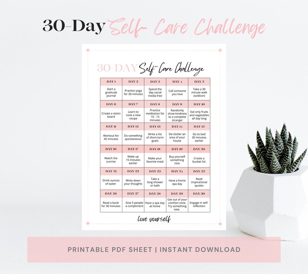 30 Day Self Care Checklist, Self Care Challenge, Self Care Planner ...