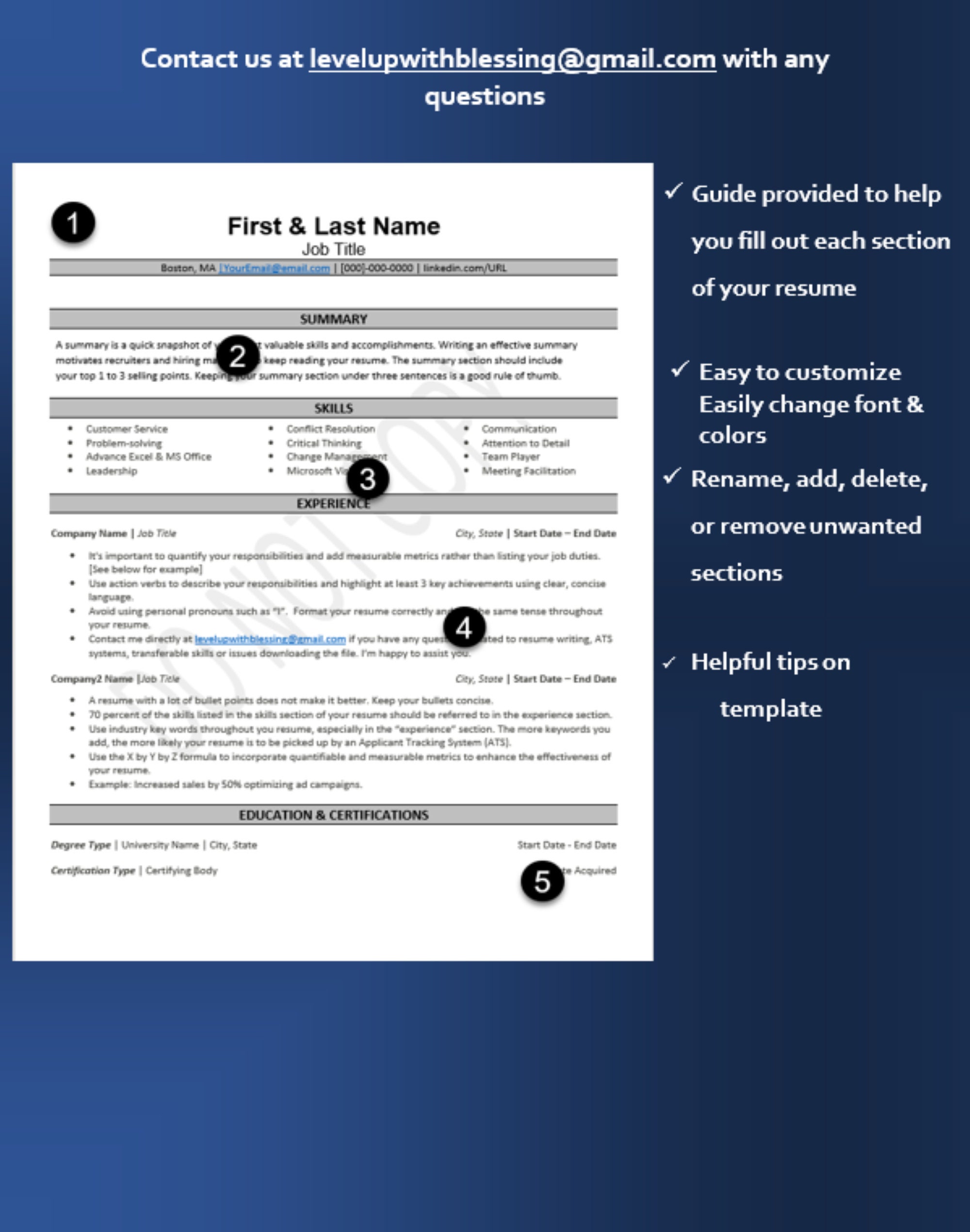 Tech Resume Template, ATS Friendly Resume Template, ATS Resume,harvard ...