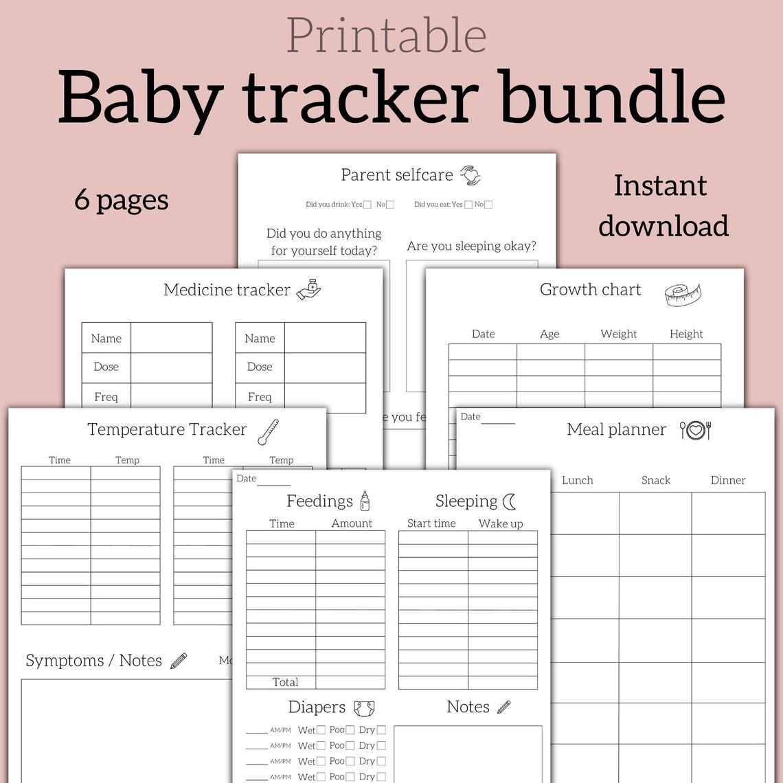 Printable Baby Tracker, Newborn Planning Kit, Feeding Tracker, Sleep ...