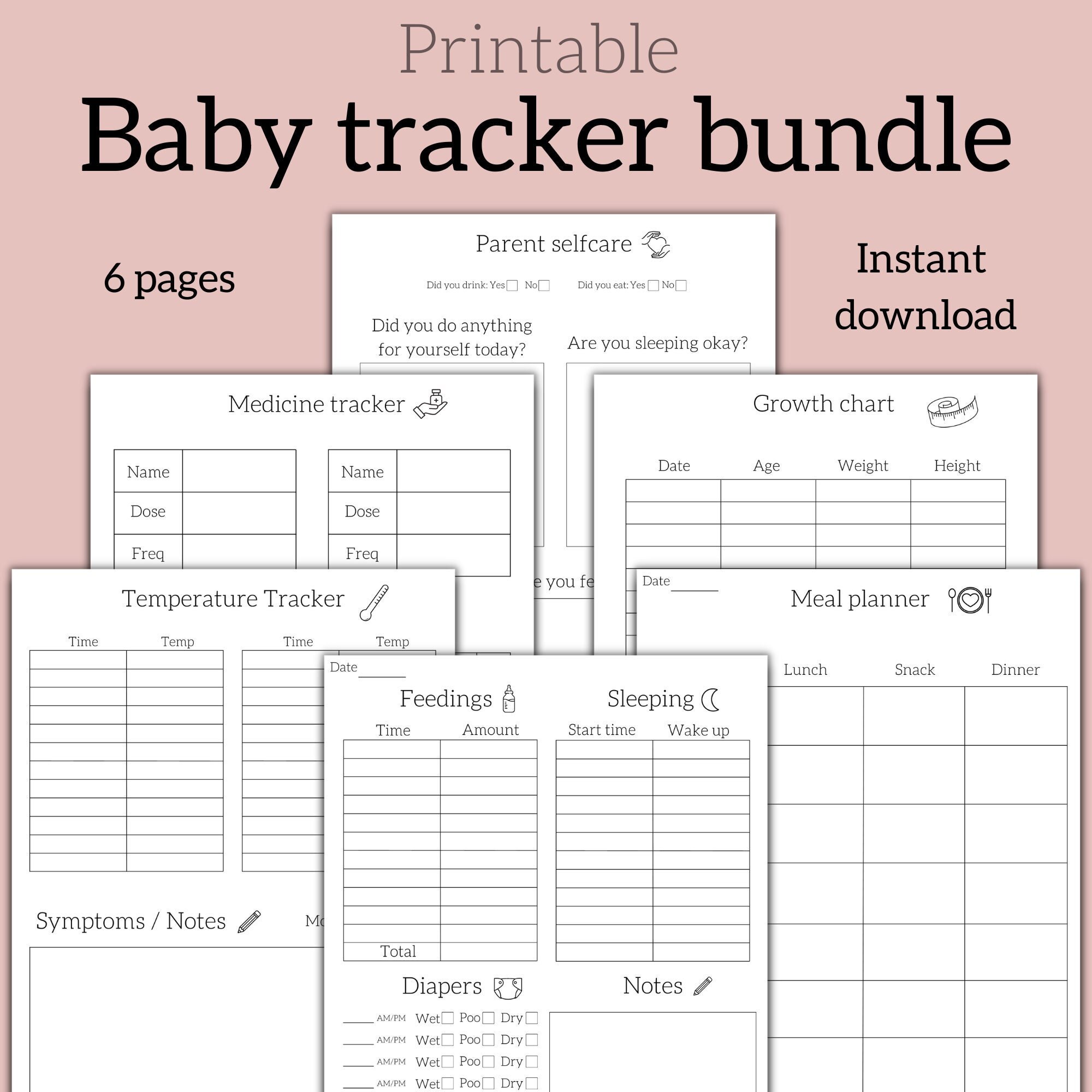 Printable Baby Tracker, Newborn Planning Kit, Feeding Tracker, Sleep ...