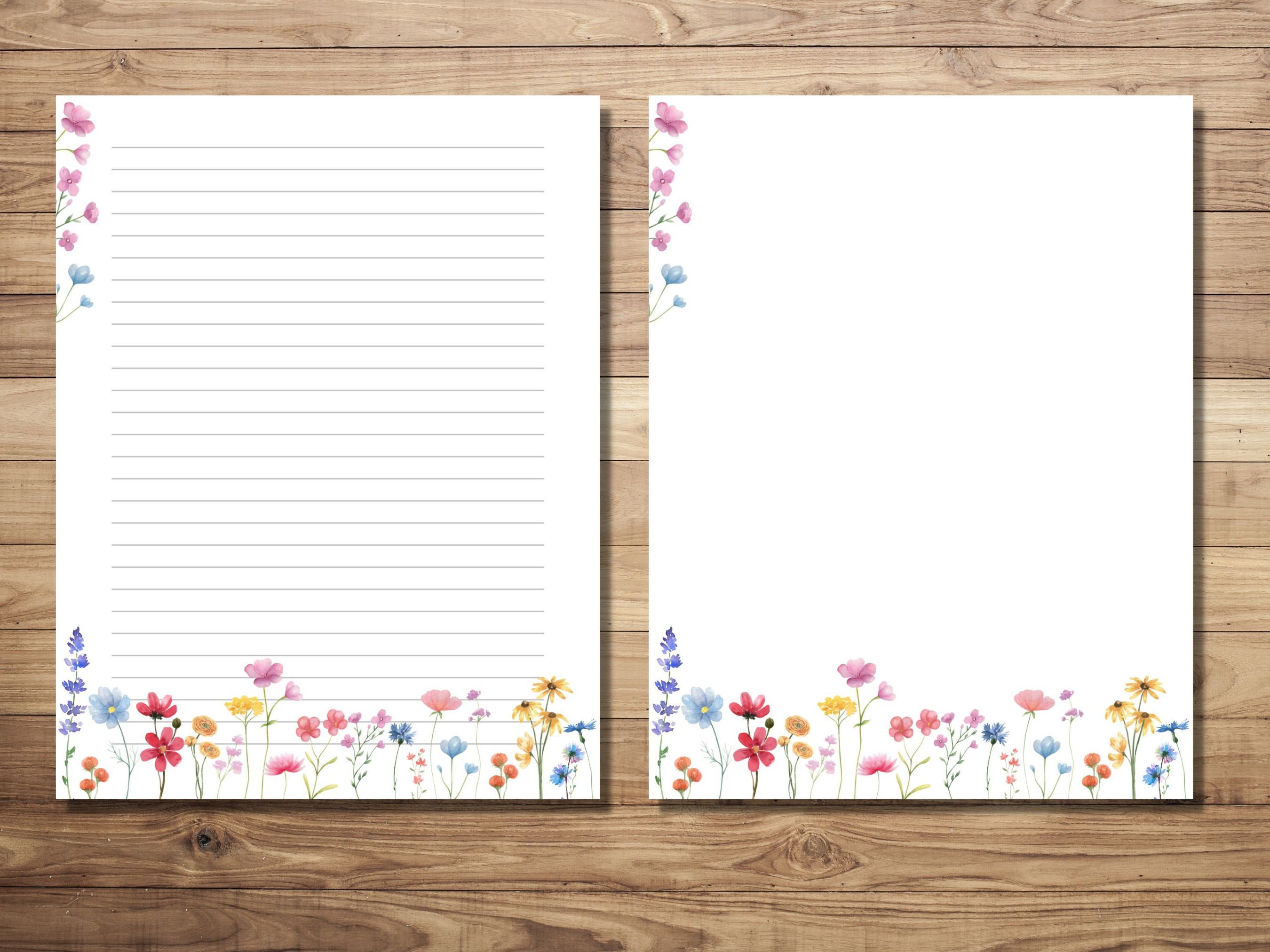 Wildflower Stationery, Printable Stationery, Floral Stationery ...