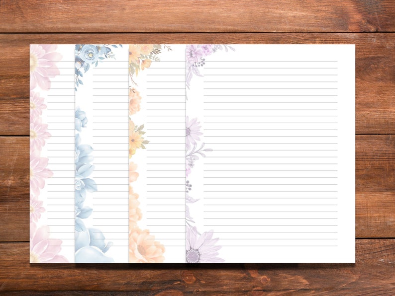 Printable Floral Stationery, Colorful Stationery, Journal Paper ...