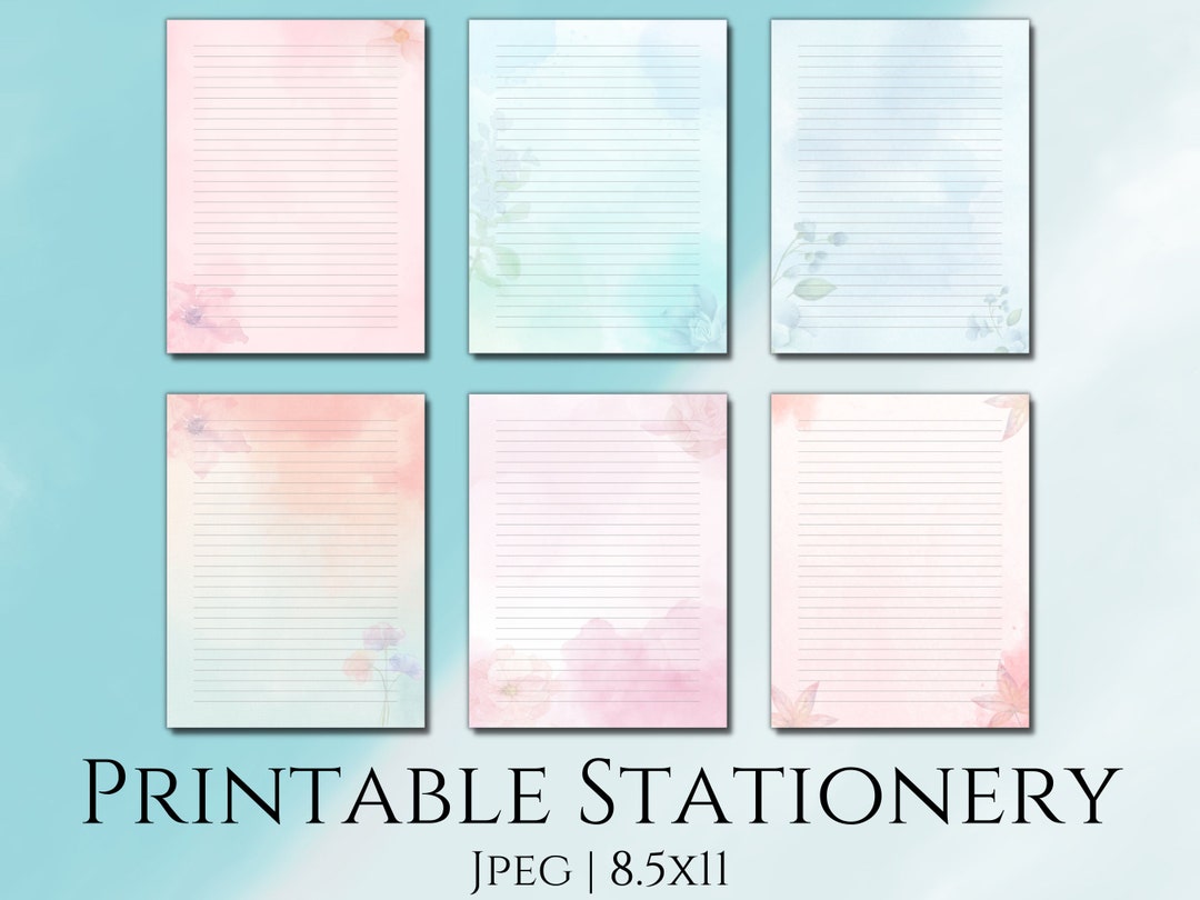 Printable Watercolor Stationery, Colorful Stationery, Floral Stationery ...