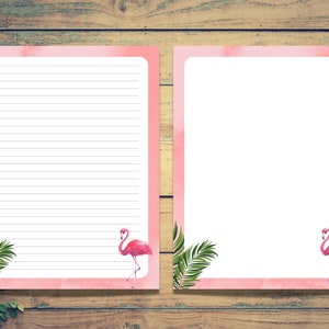Printable Flamingo Stationery, Printable Notepaper, Animal Stationery ...