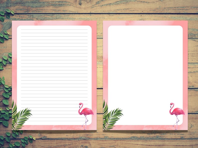 Printable Flamingo Stationery, Printable Notepaper, Animal Stationery ...