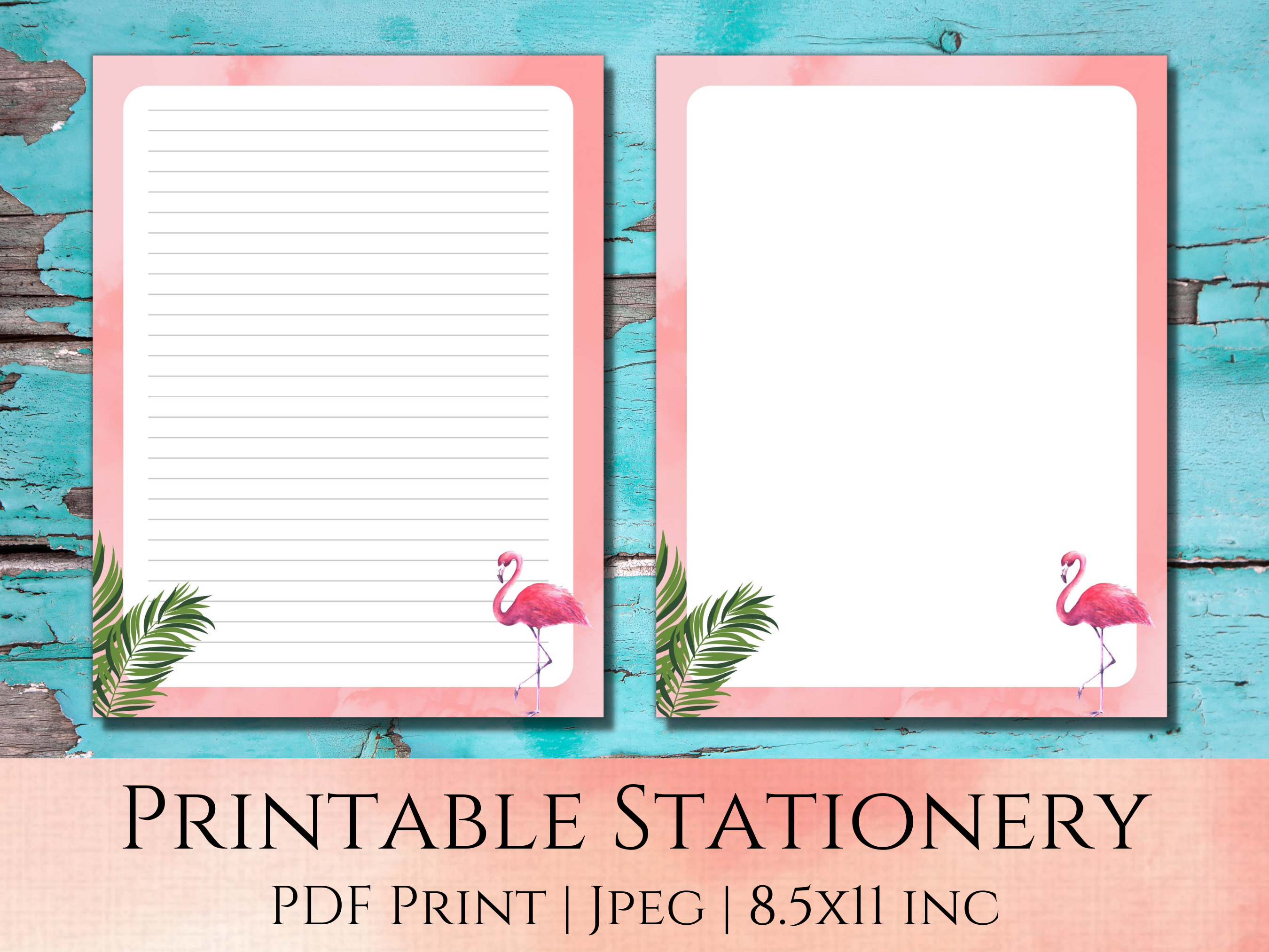 Printable Flamingo Stationery, Printable Notepaper, Animal Stationery ...