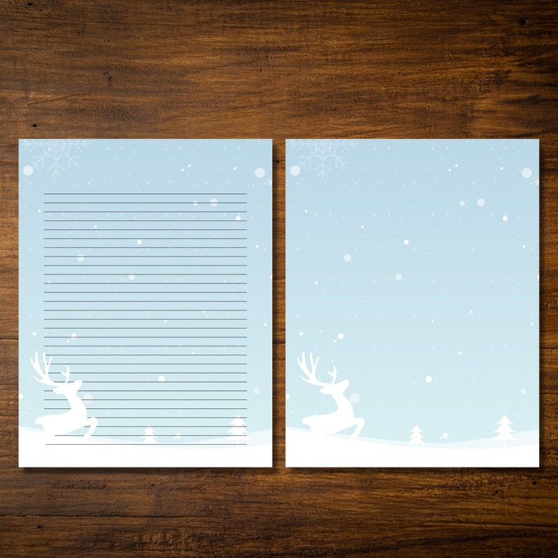 Printable Christmas Stationery Set, Winter Landscape Stationery, Snow ...