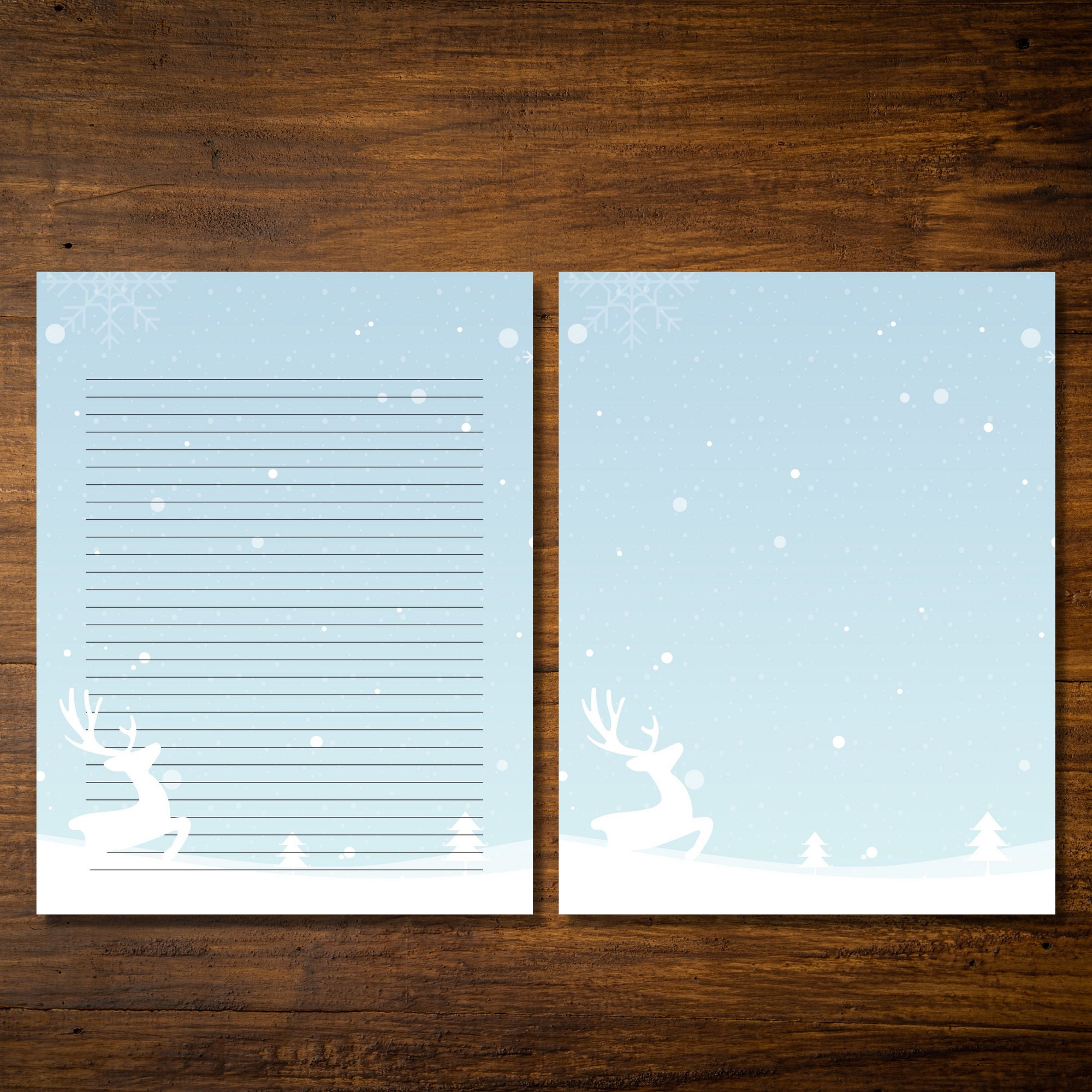 Printable Christmas Stationery Set, Winter Landscape Stationery, Snow ...