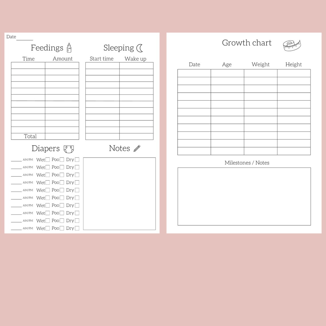 Printable Baby Tracker, Newborn Planning Kit, Feeding Tracker, Sleep ...