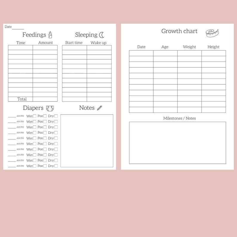 Printable Baby Tracker, Newborn Planning Kit, Feeding Tracker, Sleep ...