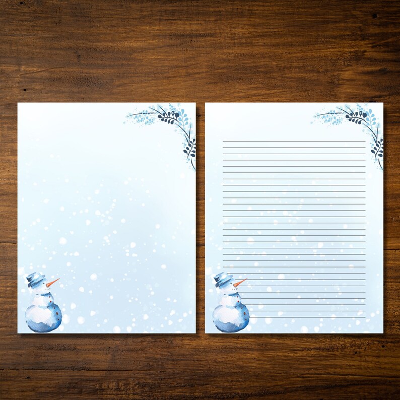 Printable Christmas Stationery Set, Winter Landscape Stationery, Snow ...