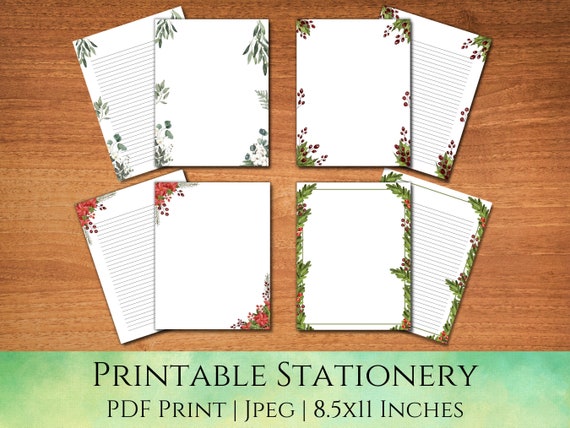 Printable Christmas Stationery Floral Holiday Stationery - Etsy