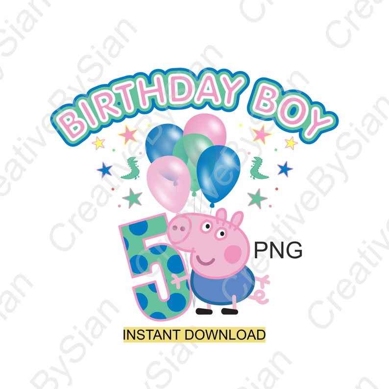 George Pig, Birthday, Clipart, Png, 5th Birthday, Age 5, PNG ONLY ...