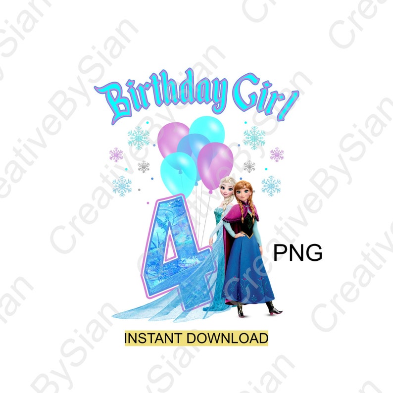 Frozen, Birthday, Clipart, Png, 4TH Birthday, Age 4, PNG ONLY, Digital ...