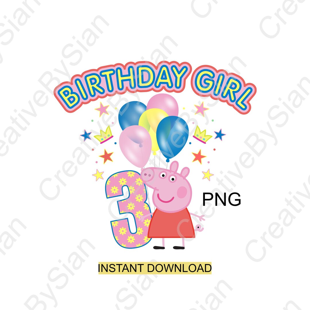 Pig, Birthday, Clipart, Png, 3RD Birthday, Age 3, PNG ONLY, Digital ...