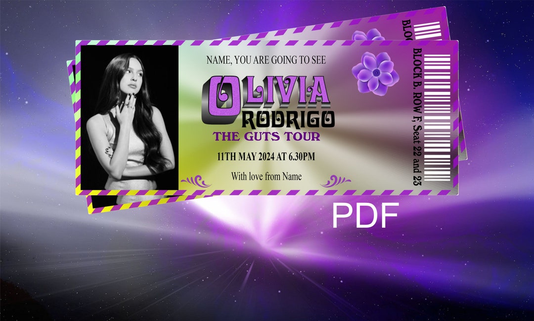Olivia Rodrigo, the Guts Tour,digital, Editable, Download, Ticket ...
