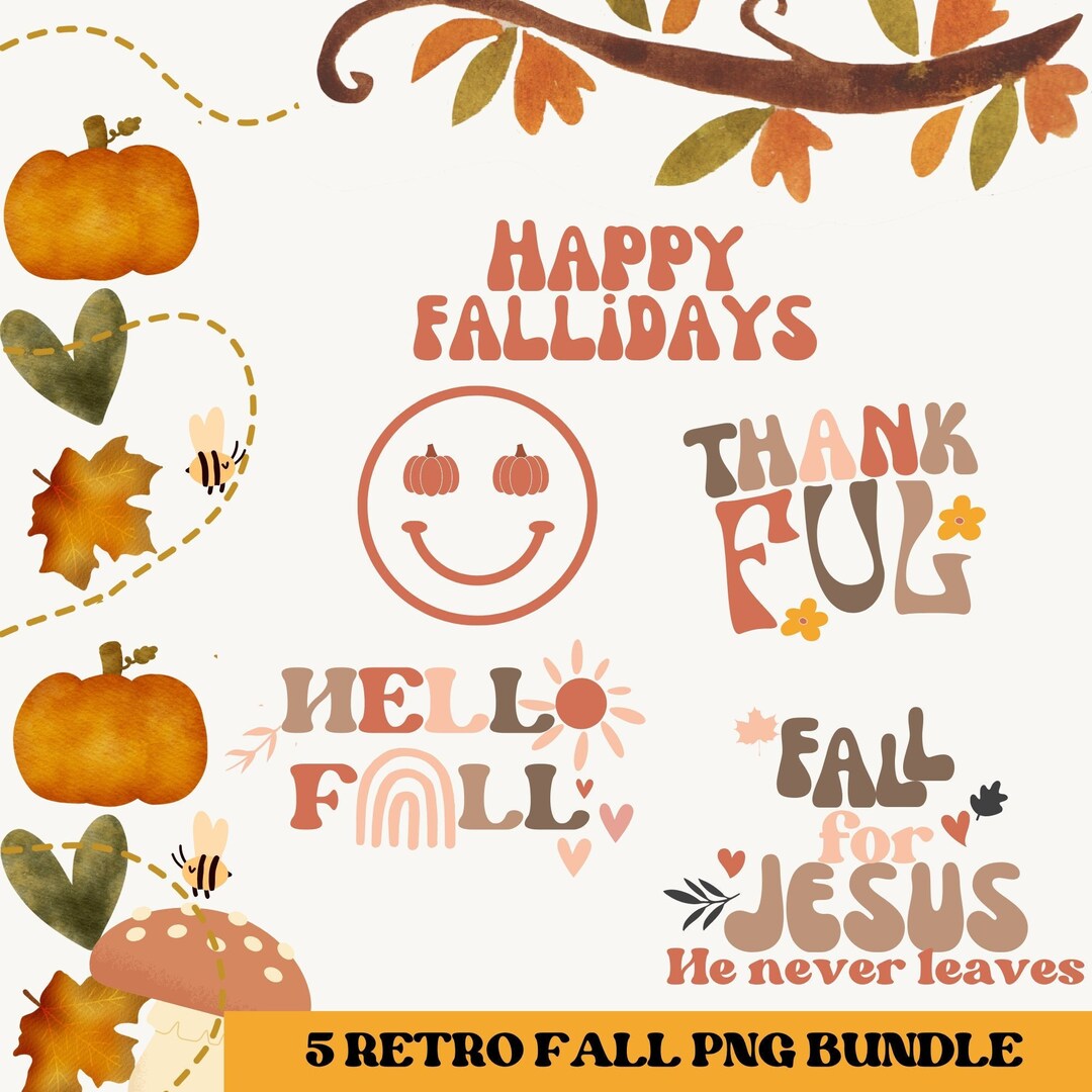 Retro Fall Png Fall Png Bundle Fall Png Pumpkin Png Happy - Etsy México