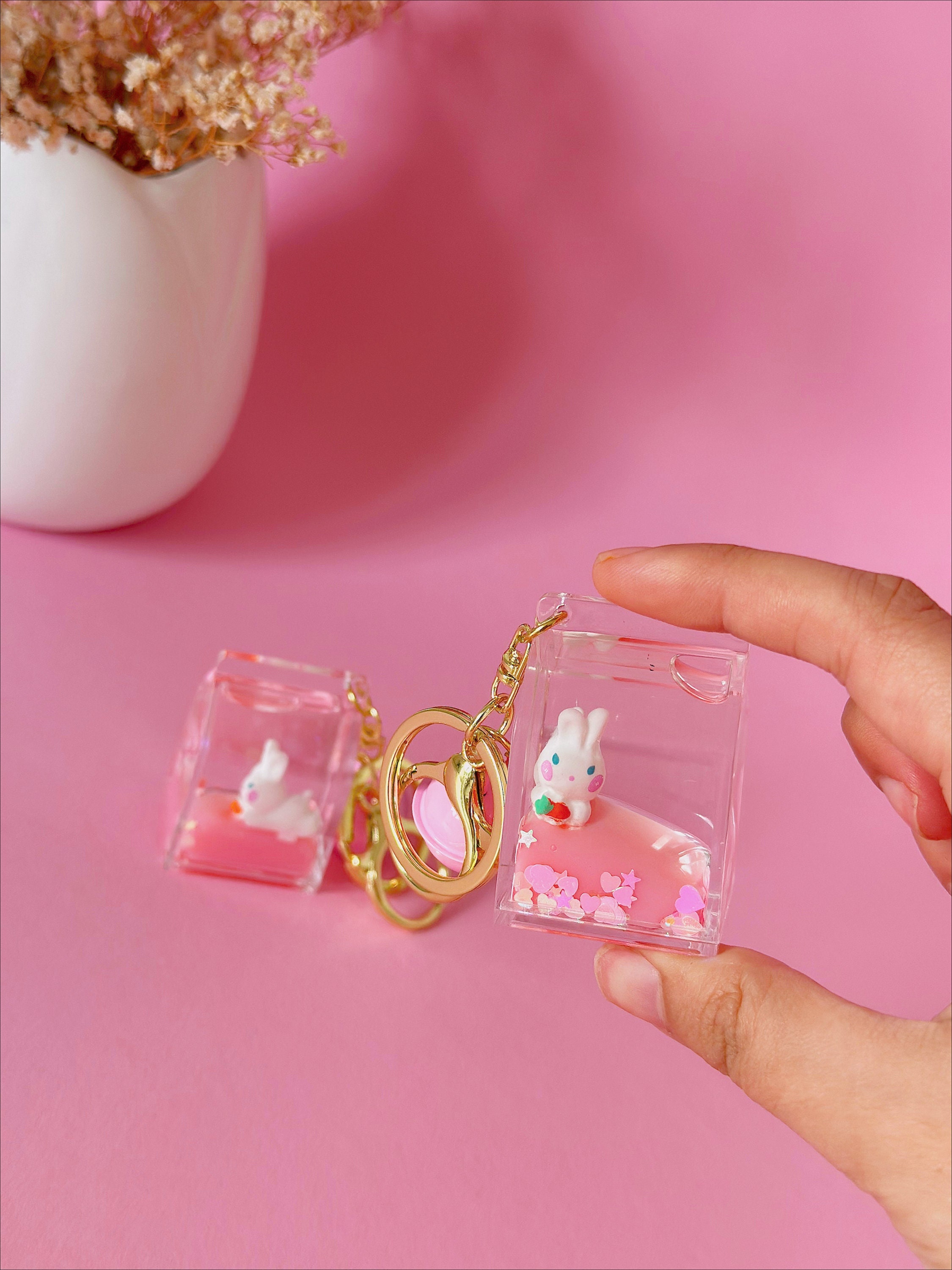Boba Keychains, Bubble Tea Keychains , Cute Bunny Liquid Keychains, Bag ...