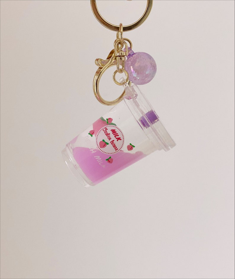 Kawaii Boba Milk Tea Bubble Tea Liquid Key Chain, Cute Boba Tea ...