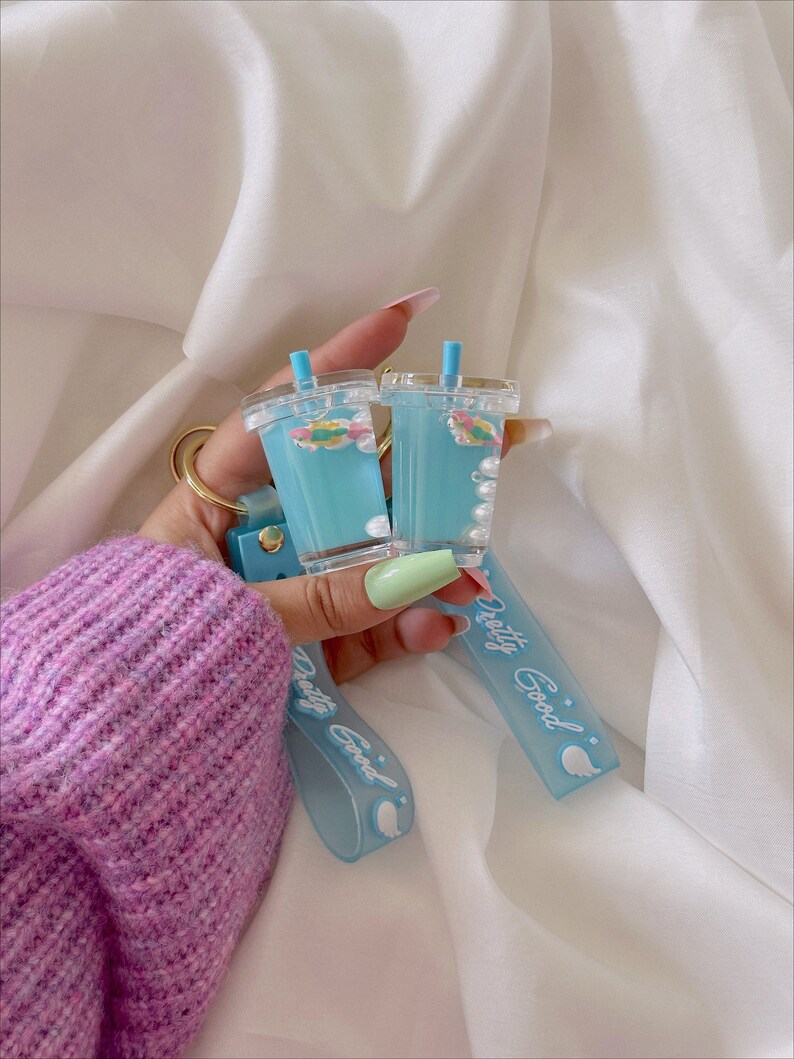 Unicorn Kawaii Boba Milk Tea Bubble Tea Liquid Keychain Cute Boba Tea ...